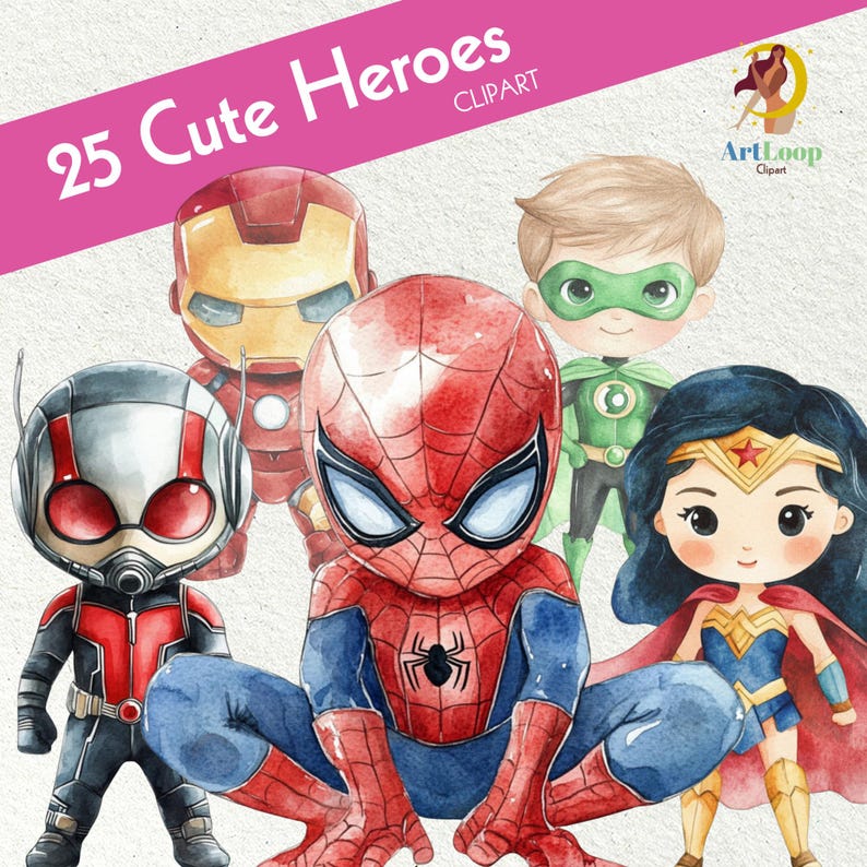 25 Superhero Clipart, Superheroes, Superhero, Spiderman, Thor, Batman ...