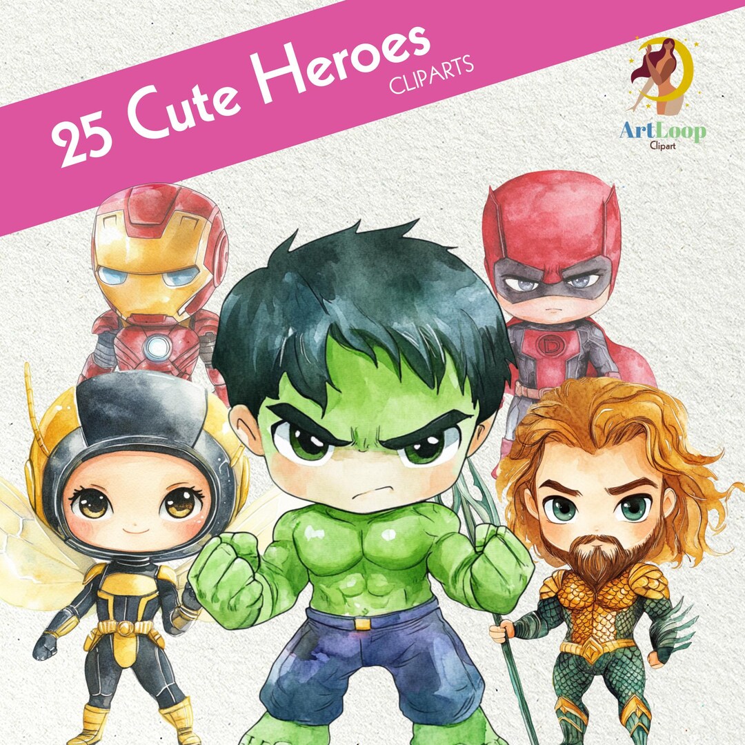 25 Chibi Heroes, Superhero Clipart, Superheroes, Aquaman, Spiderman ...