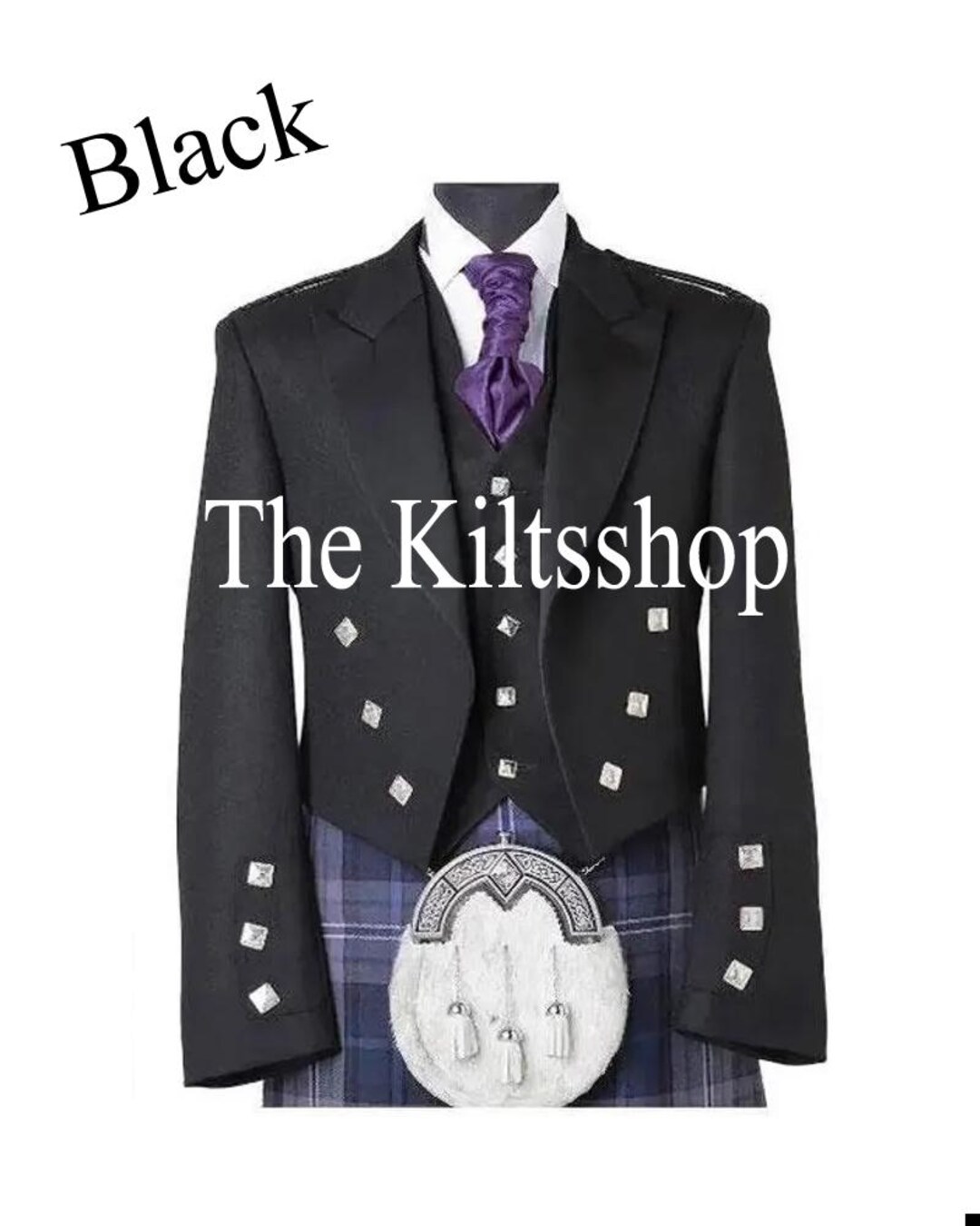 Men's Scottish Prince Charlie Kilt Jacket With 5 Button Vest Wedding ...