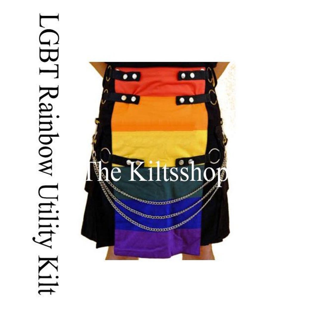 Pride Kilt - Rainbow Hybrid Pride Kilt LGBT Gay Kilt Modern Utility ...