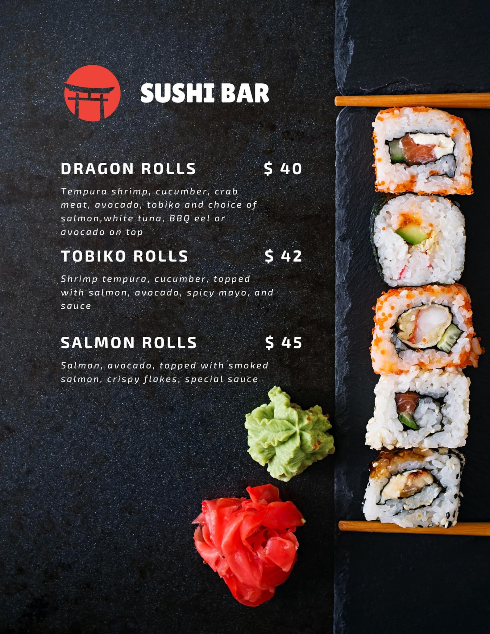 Elegant Sushi Menu Template- Customizable & Printable for Sushi Bars - Etsy