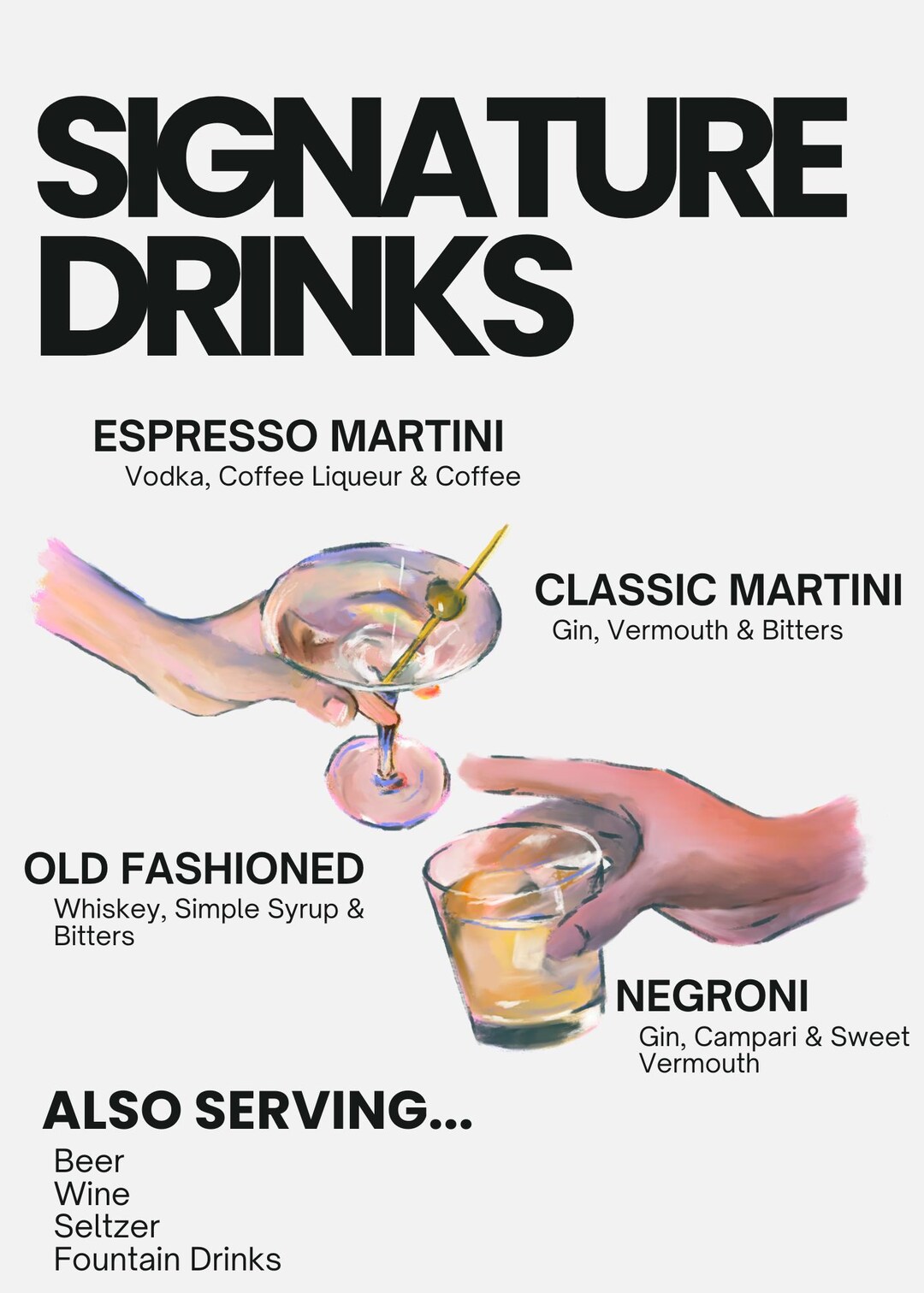 Customizable Retro Bar Menu Template: Chic Drink List, Printable DIY - Etsy