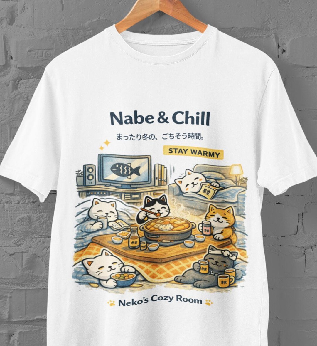 Nabe & Chill Cat Shirt – Cozy Winter Hot Pot Time | Kawaii Warm Neko ...