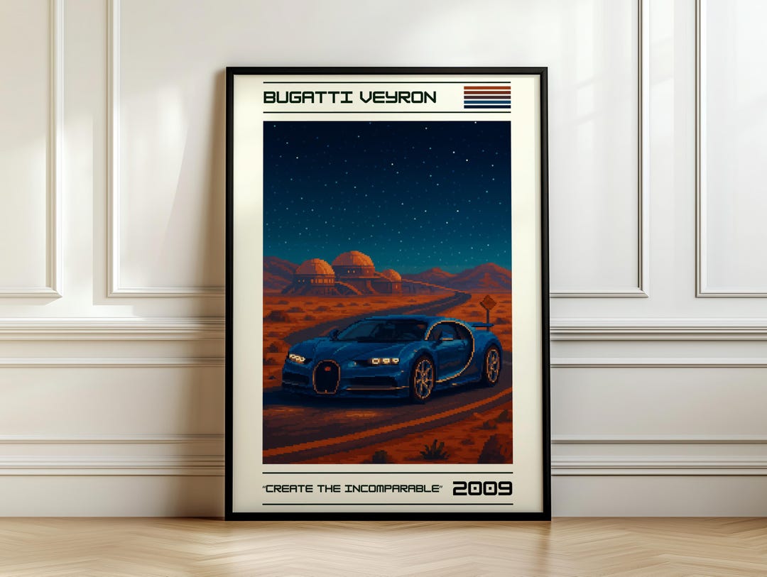 Bugatti Veyron Pixel Art Print | 64-bit Retro Supercar Poster - Etsy ...