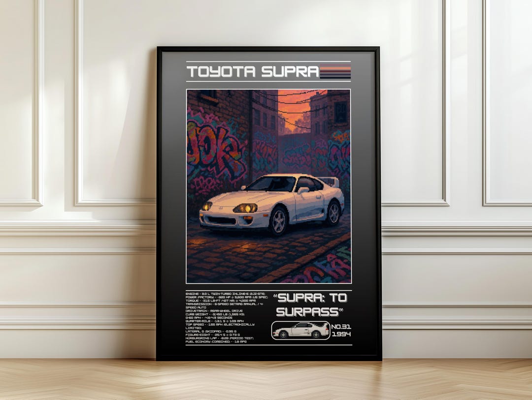 Toyota Supra MK4 Poster | Retro JDM Car Graffiti Art - Etsy