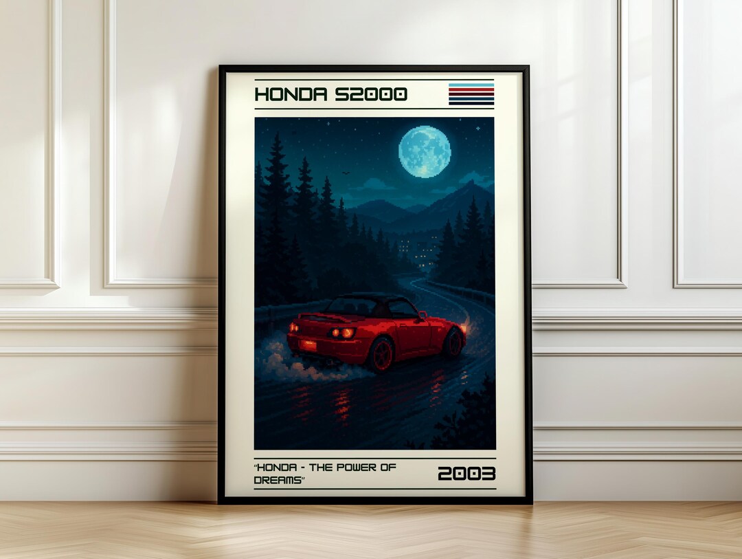 Pixel Art Honda S2000 Poster | Retro Night Drive, Matte Finish - Etsy