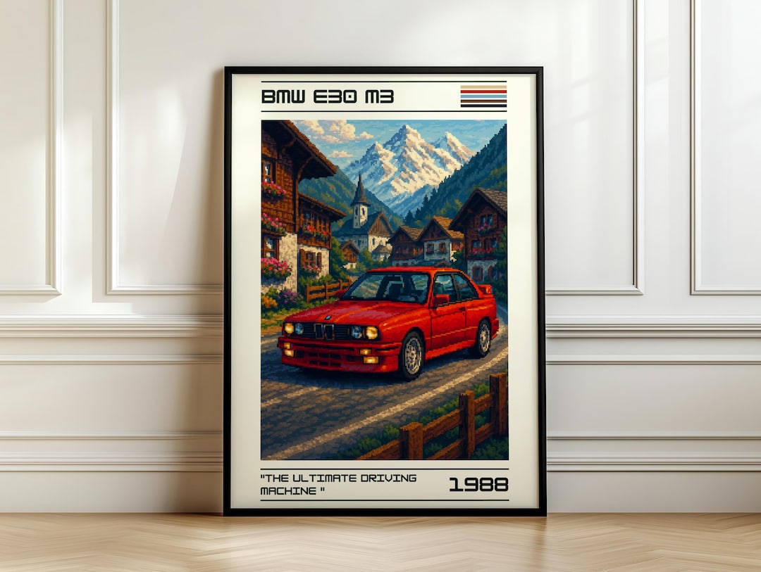 BMW E30 M3 Silk Poster, Vintage Car Wall Art - Etsy