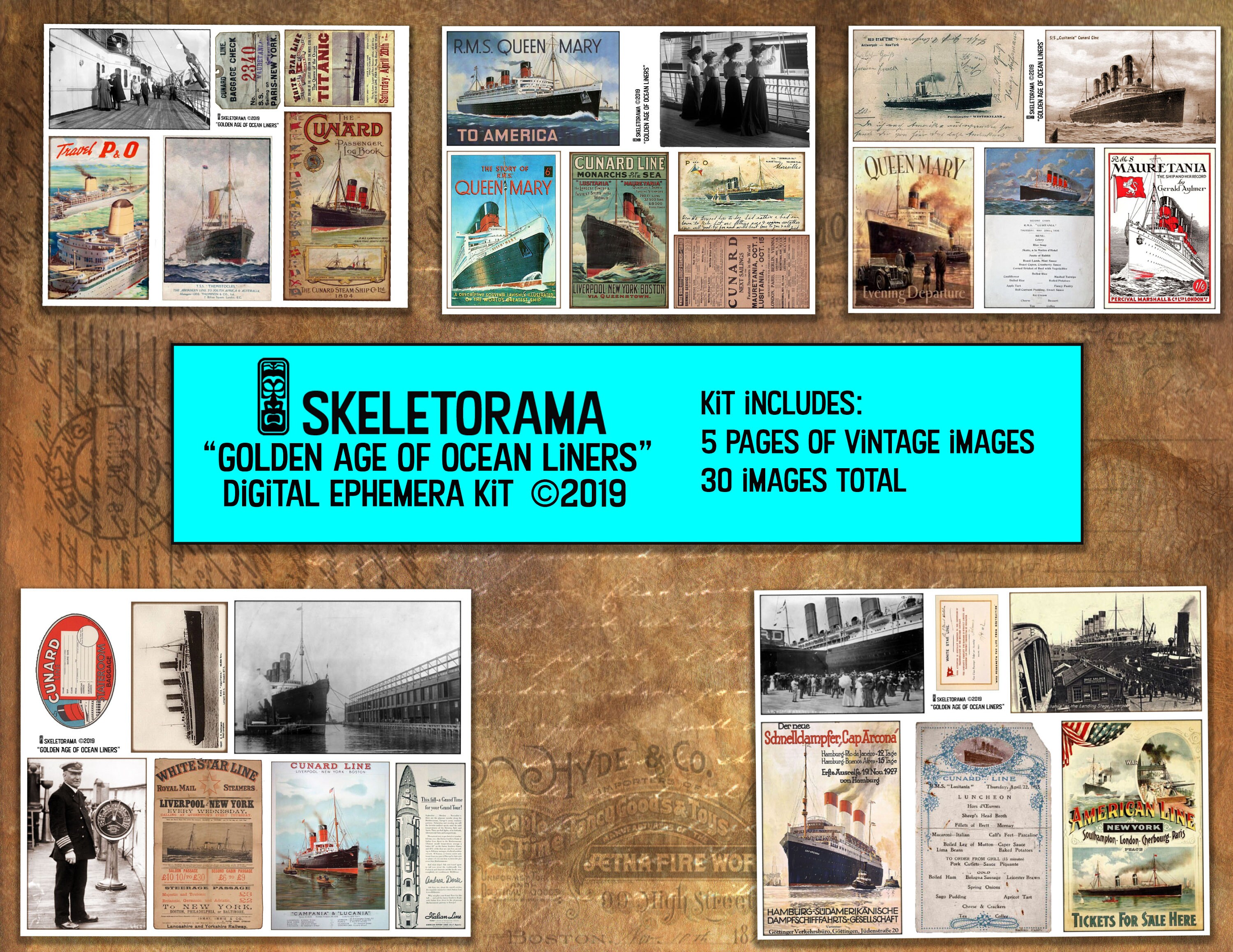 Golden Age of Ocean Liners Digital Ephemera Kit - Etsy