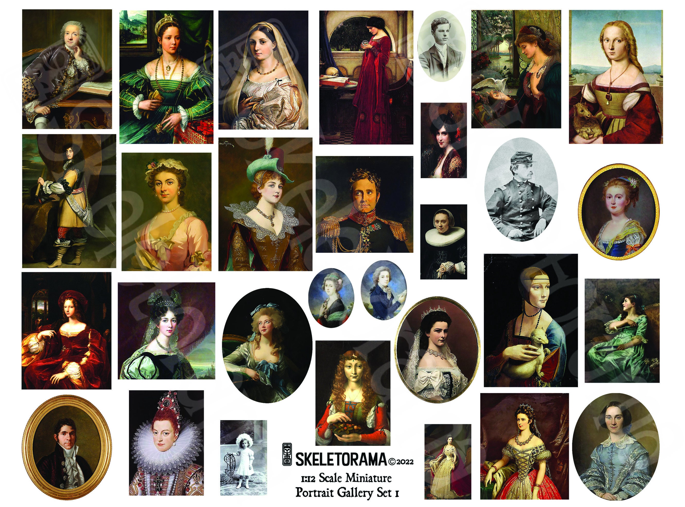 Digital Download - Portrait Gallery Set 1 - 1:12 Scale Printable ...