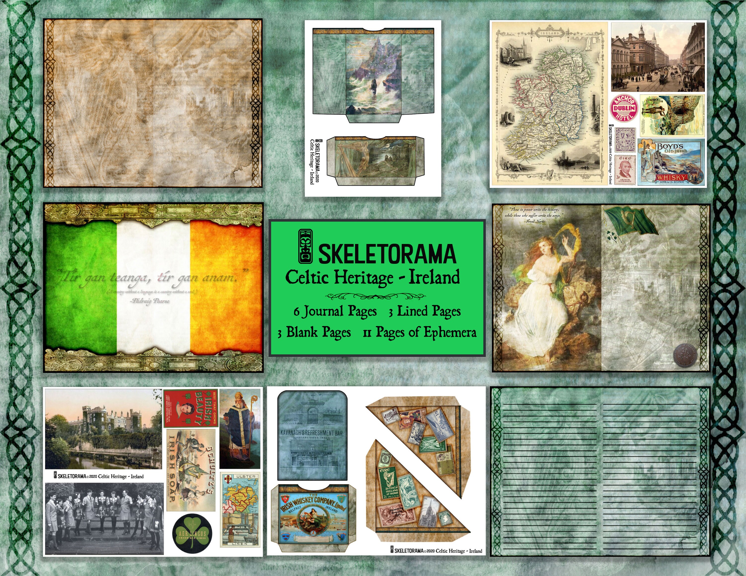 Celtic Heritage Ireland Digital Junk Journal Kit - Etsy