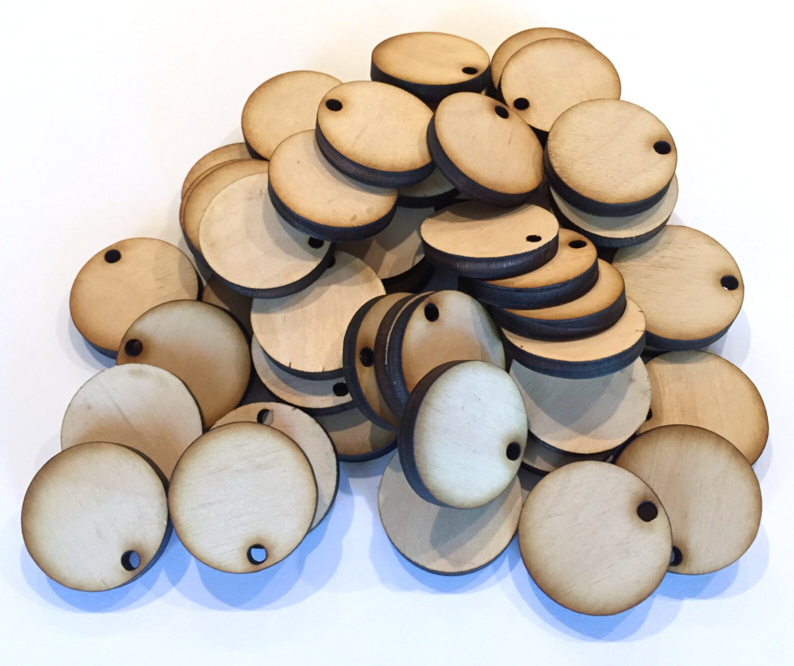 Unfinished Round Wood Circle Discs With Hole 1 1/4" Set of 50, Wood ...