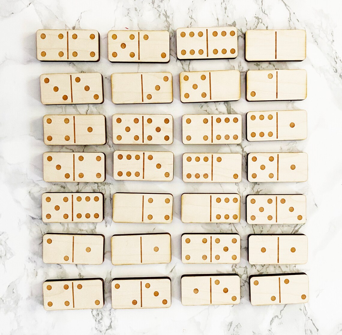 Wood Engraved Dominoes Set 1"x2" Inch Set of 28, Unfinished Wood ...