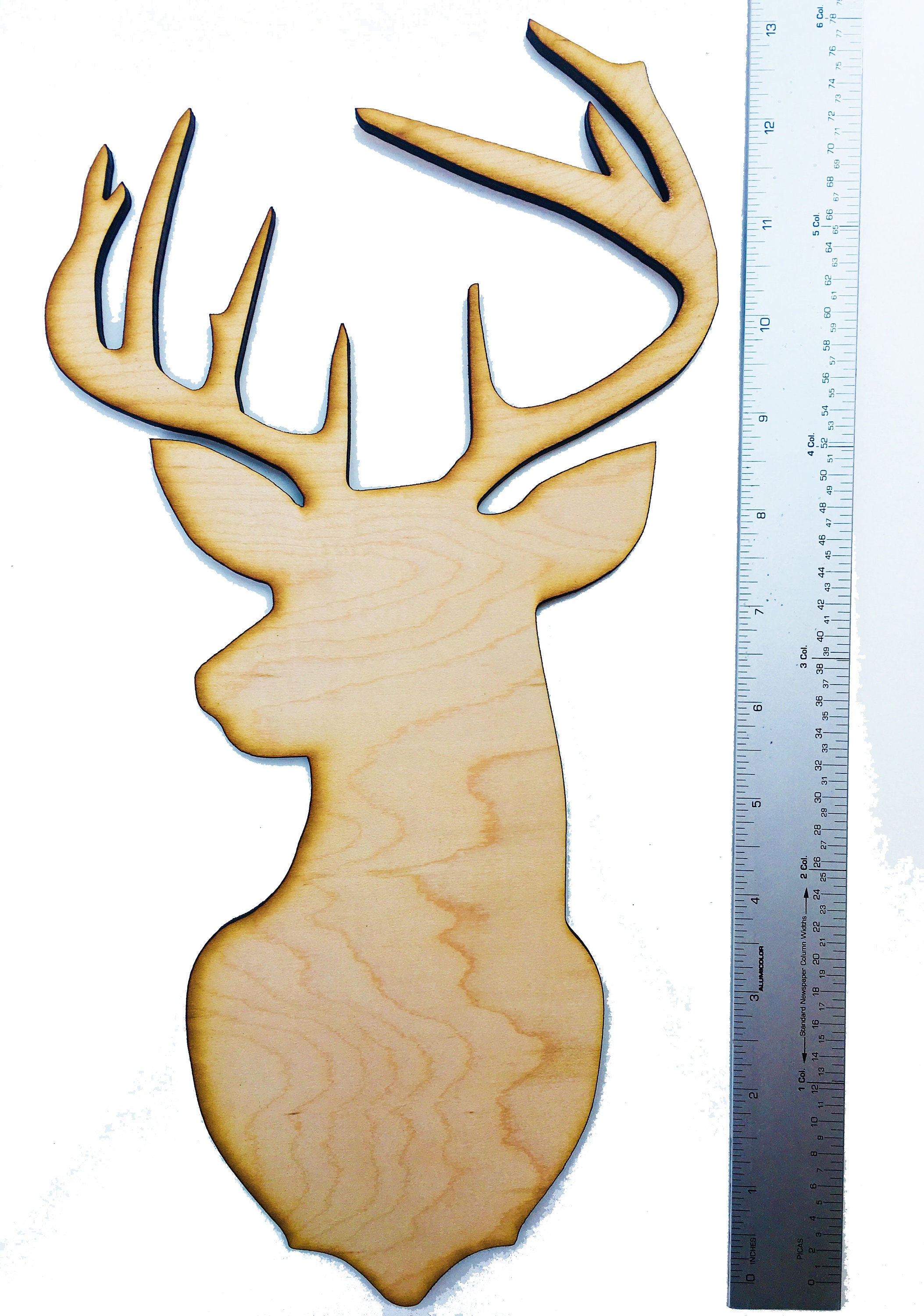 Unfinished Buck Wood Cutout, Deer Head Cutout, Stag, Deer Head, Male ...