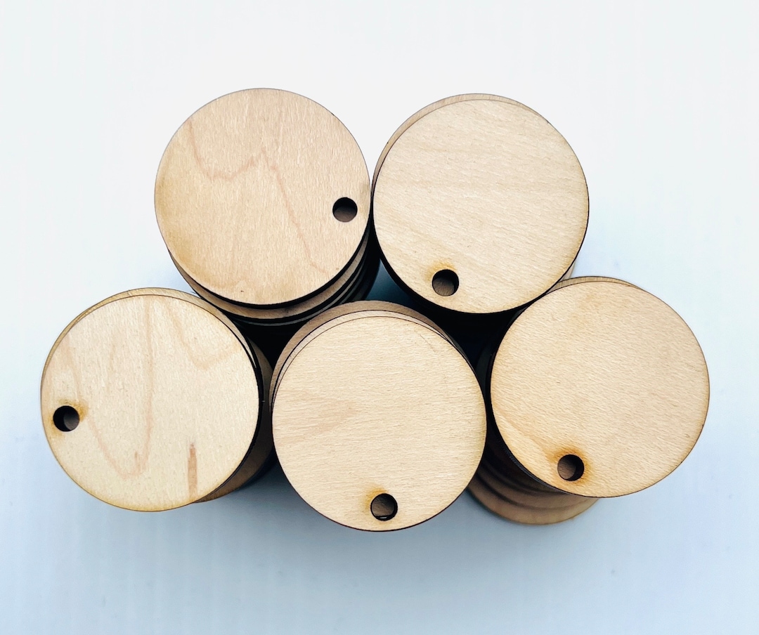 Unfinished Round Wood Circle Discs With Hole 1 1/4" Set of 50, Wood ...