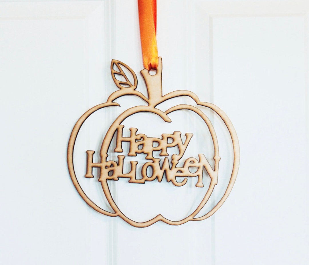 Happy Halloween Pumpkin Door Sign Halloween Holiday Sign - Etsy