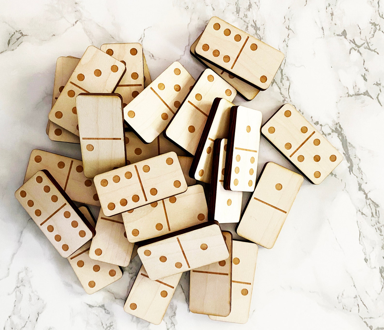 Wood Engraved Dominoes Set 1"x2" Inch Set of 28, Unfinished Wood ...