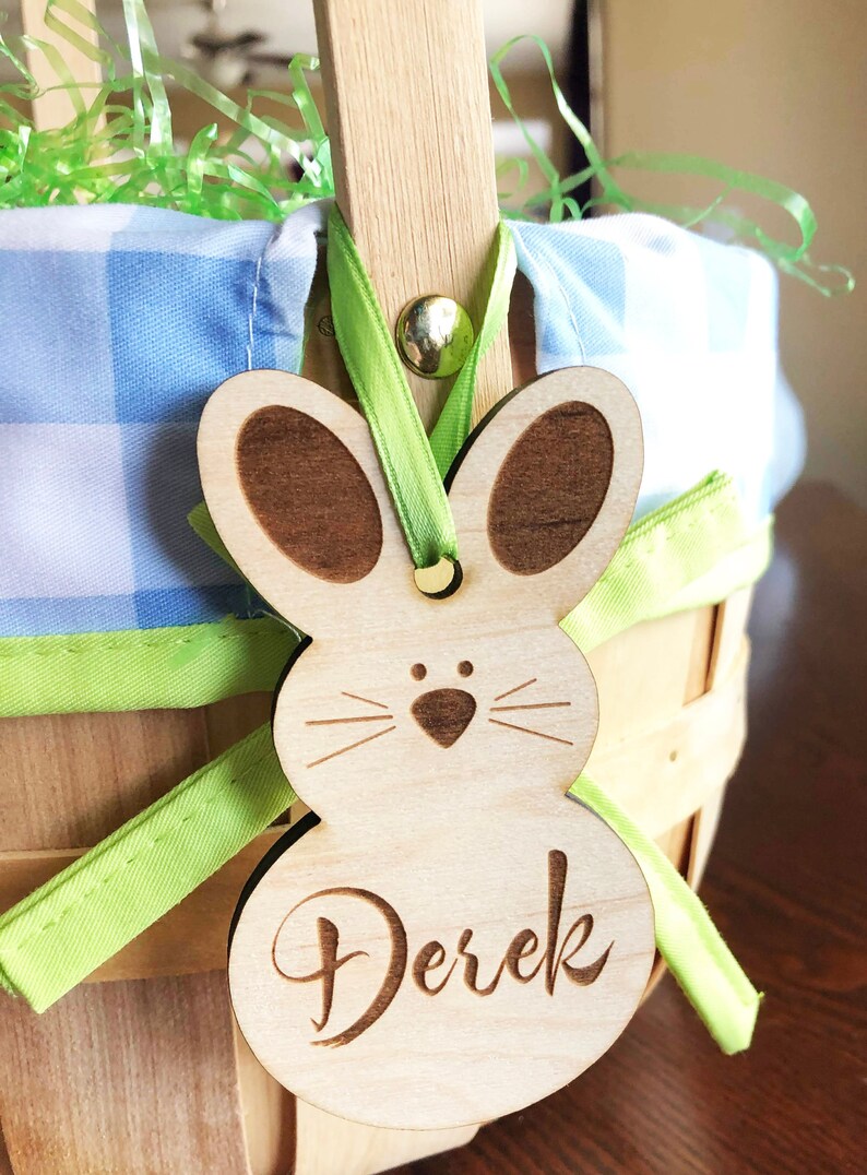 Personalized Easter Basket Bunny or Egg Name Tag Child - Etsy