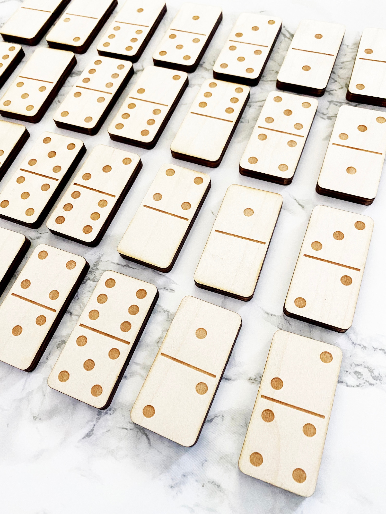 Wood Engraved Dominoes Set 1"x2" Inch Set of 28, Unfinished Wood ...