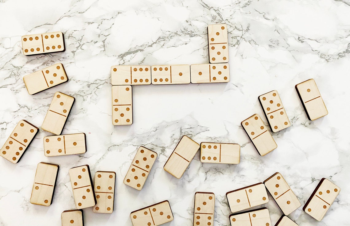 Wood Engraved Dominoes Set 1"x2" Inch Set of 28, Unfinished Wood ...