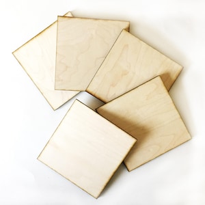 Unfinished Wood Squares 5" Inch Set of 5, Wood Square, Holiday Craft ...