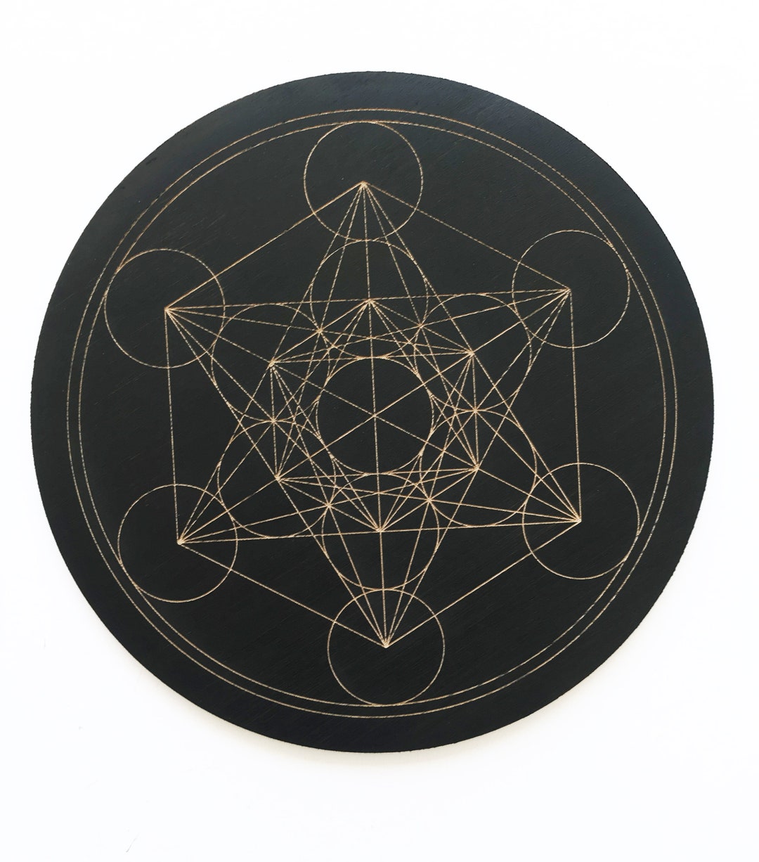 Metatron's Cube Crystal Meditation Grid Stained Black, Sacred Geometry ...