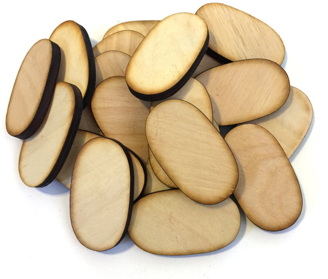 Unfinished Craft Oval, Wood Circle Discs 2"x1" Set of 50 Laser Cut Wood ...