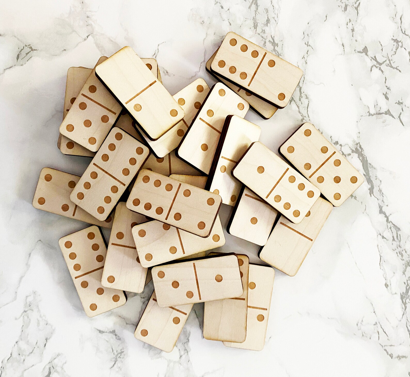 Wood Engraved Dominoes Set 1"x2" Inch Set of 28, Unfinished Wood ...