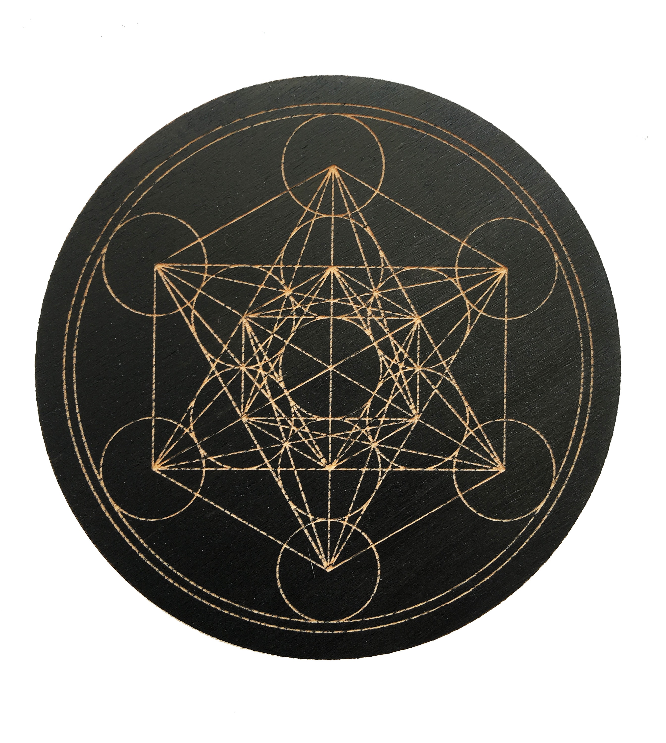 Metatron's Cube Crystal Meditation Grid Stained Black, Sacred Geometry ...