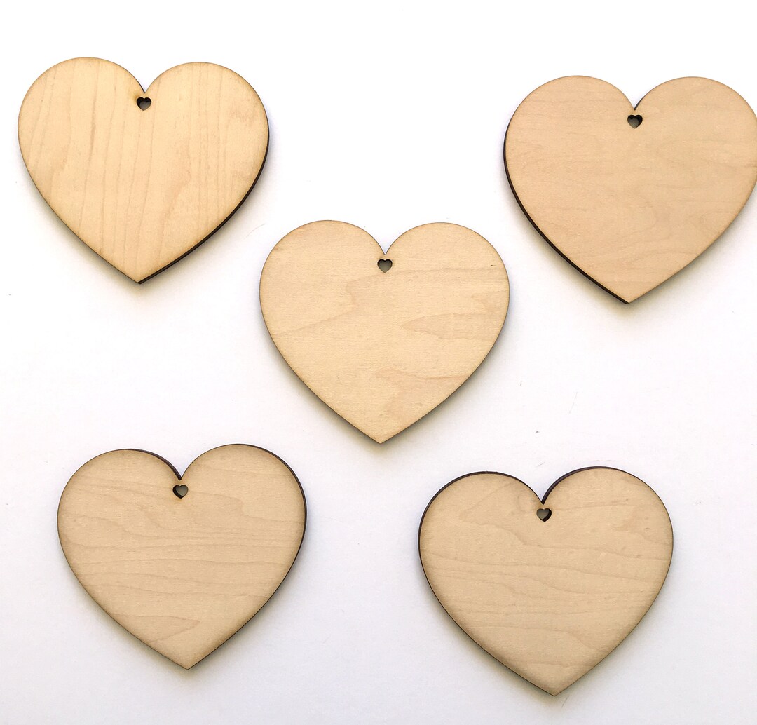 Wood Hearts Hole. Unfinished Heart Hole Set of 10, Wood Heart ...
