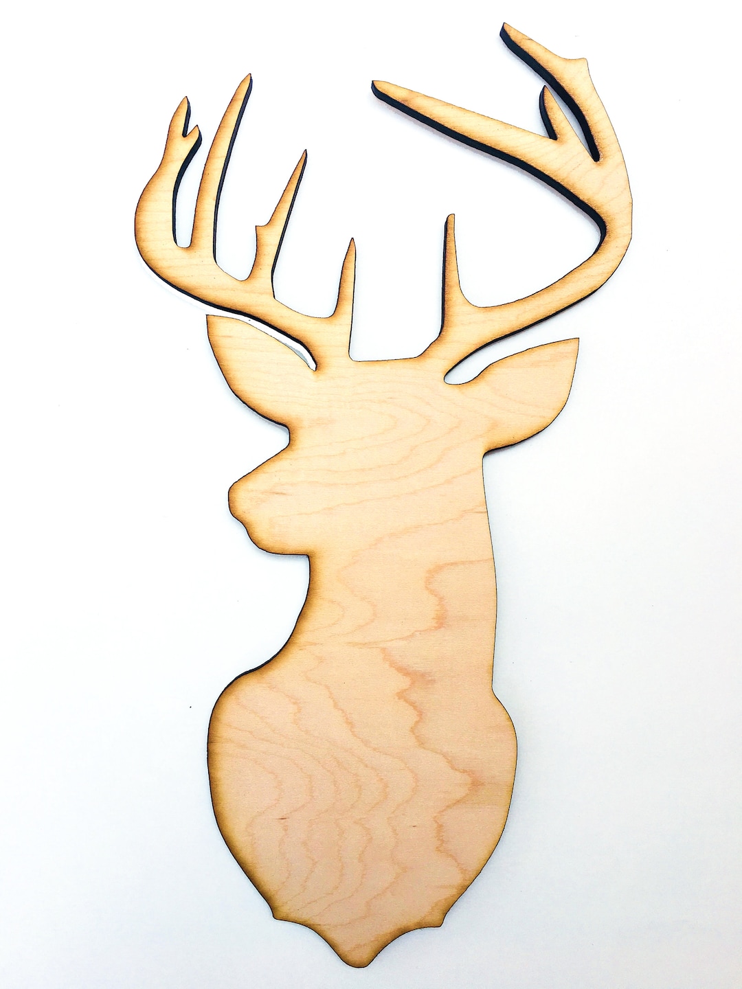 Unfinished Buck Wood Cutout, Deer Head Cutout, Stag, Deer Head, Male ...