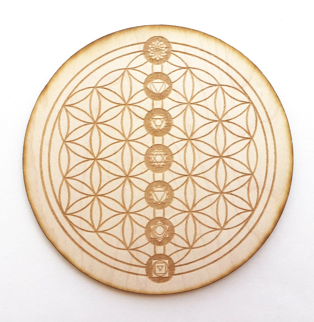 Flowers of Life With Chakras Grid, Crystal Grid,witchcraft, Meditation ...