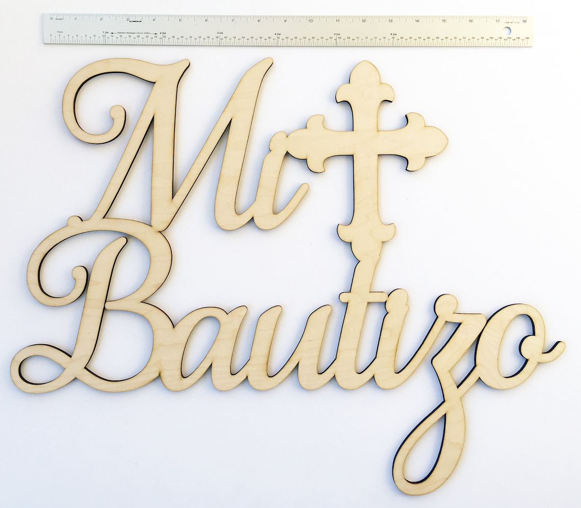 Mi Bautizo With Cross Wooden Wall Sign, Event Wall Decor, Backdrop ...