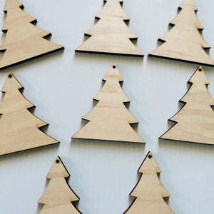 Unfinished Wood Pine Tree Ornaments: Laser Cut Christmas Tree Blanks ...