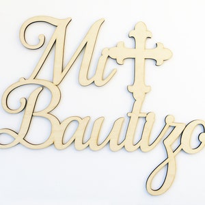 Mi Bautizo With Cross Wooden Wall Sign, Event Wall Decor, Backdrop ...