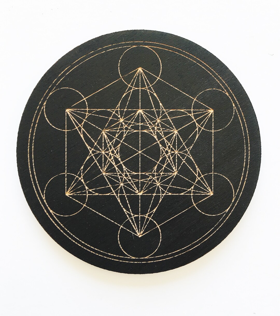 Metatron's Cube Crystal Meditation Grid Stained Black, Sacred Spiritual ...
