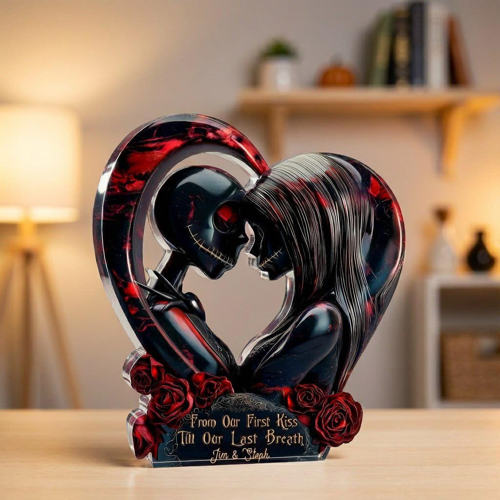 Personalized Gothic Couple Acrylic Plaque Gift, Dark Romantic Decor ...
