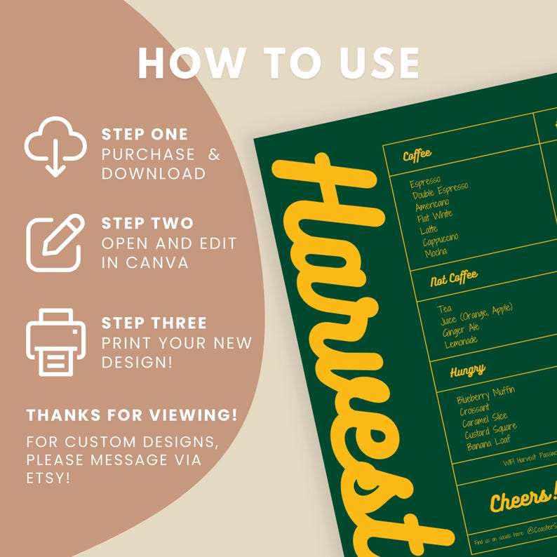Editable Cafe Menu Template: Minimalist Retro Menu Board (canva, A4 ...