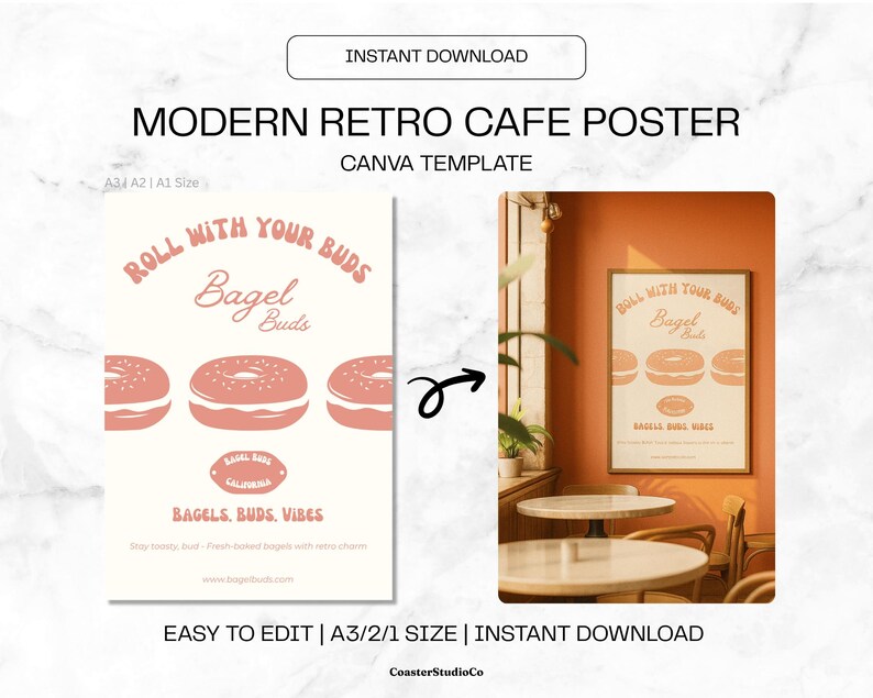 Editable Poster Template: Bagel Shop Wall Art (digital Download, Canva ...