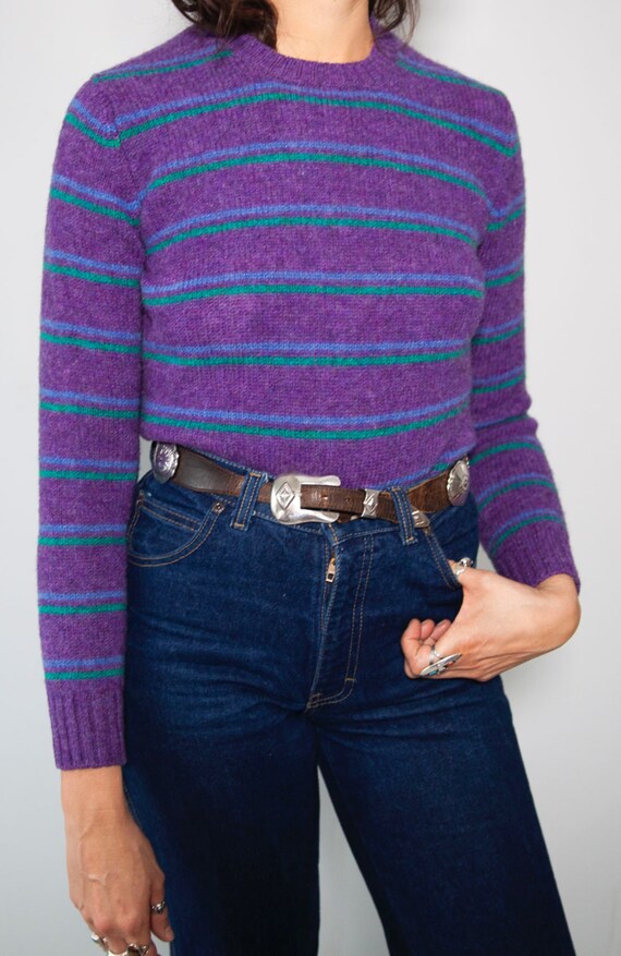 1950s Cool Colors Striped Worn Sweater - Gem