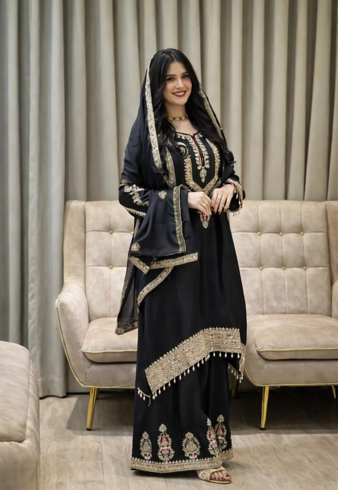 Pure Chinon Silk Pakistani Salwar Kameez Indian Silk Salwar Suit Heavy ...