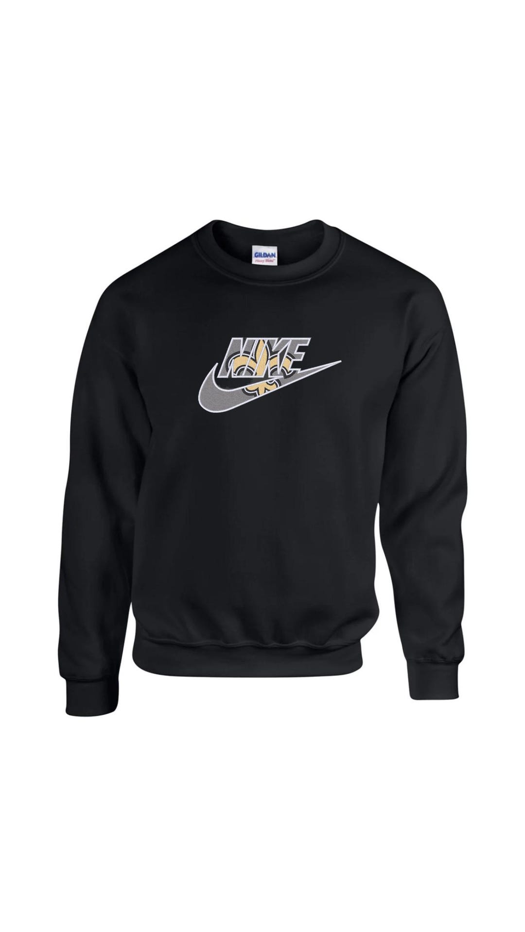 Black Embroidered Gold Fleur-de-lis Crewneck – USA Made – Custom ...