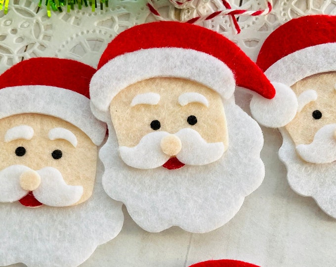 Santa Face Felt Stickers Christmas Embellishments Layered 3d Head - Etsy