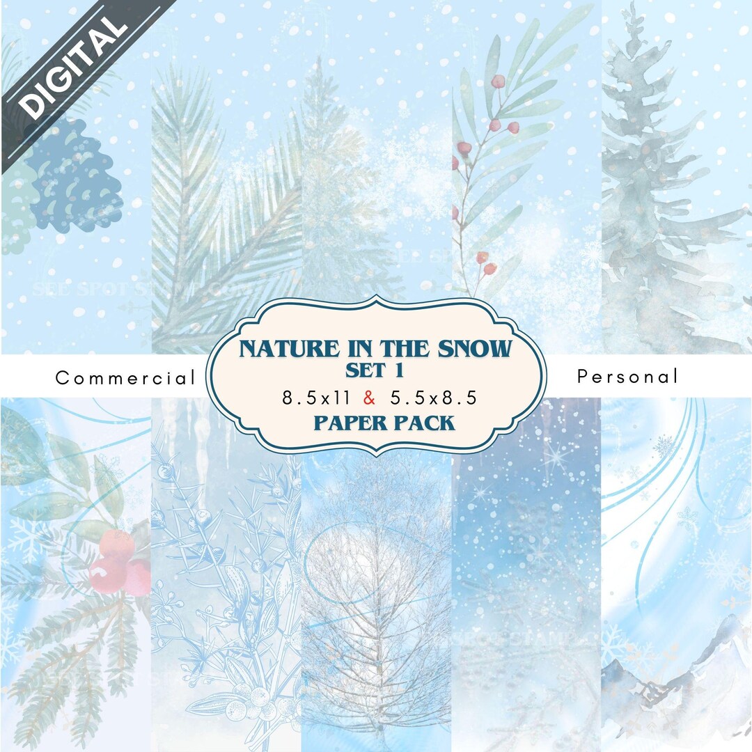 Digital Paper Pack for Winter Printable or Christmas Printable Snow ...