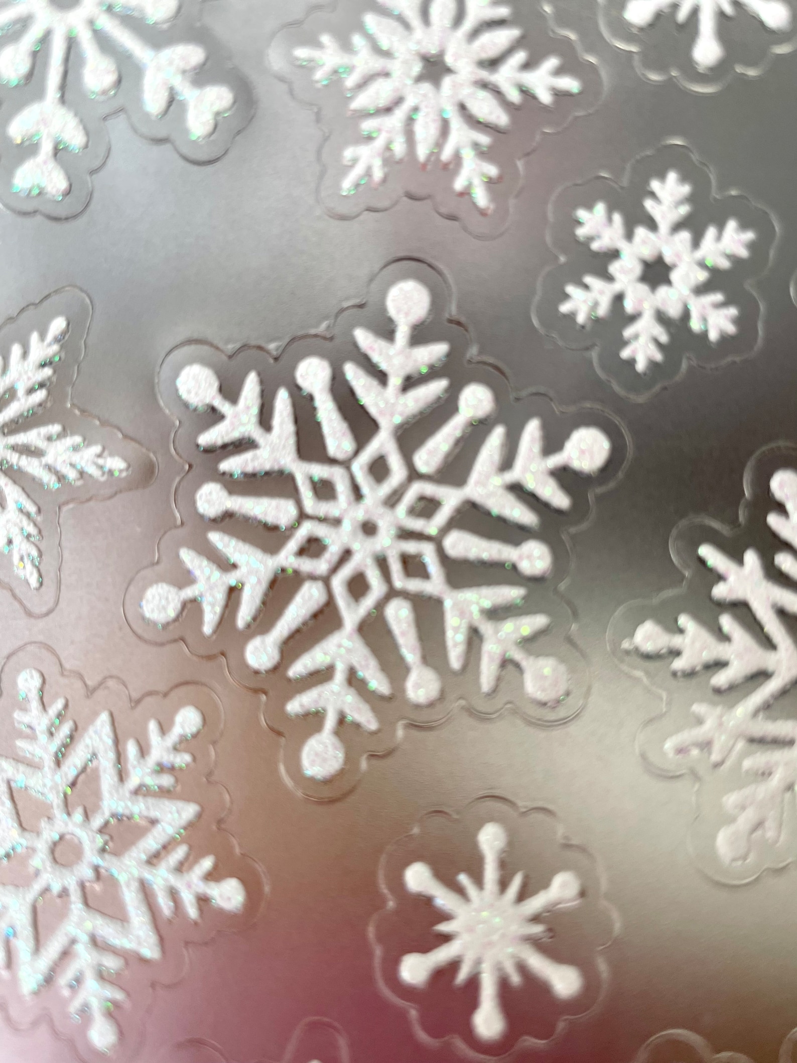 Snowflake Stickers White Glitter on Transparent Background - Etsy