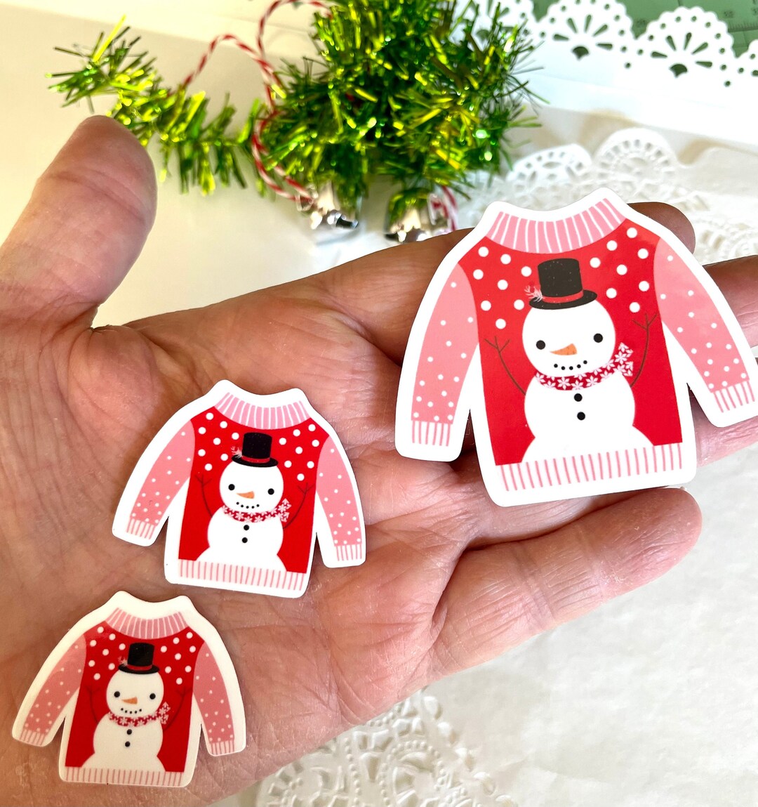 Snowman on Ugly Cute Sweater Vinyl Sticker Phone, Ipad, Vinyl Christmas ...