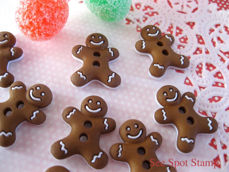 Christmas Buttons Gingerbread Man Men Charms Ornaments - Etsy