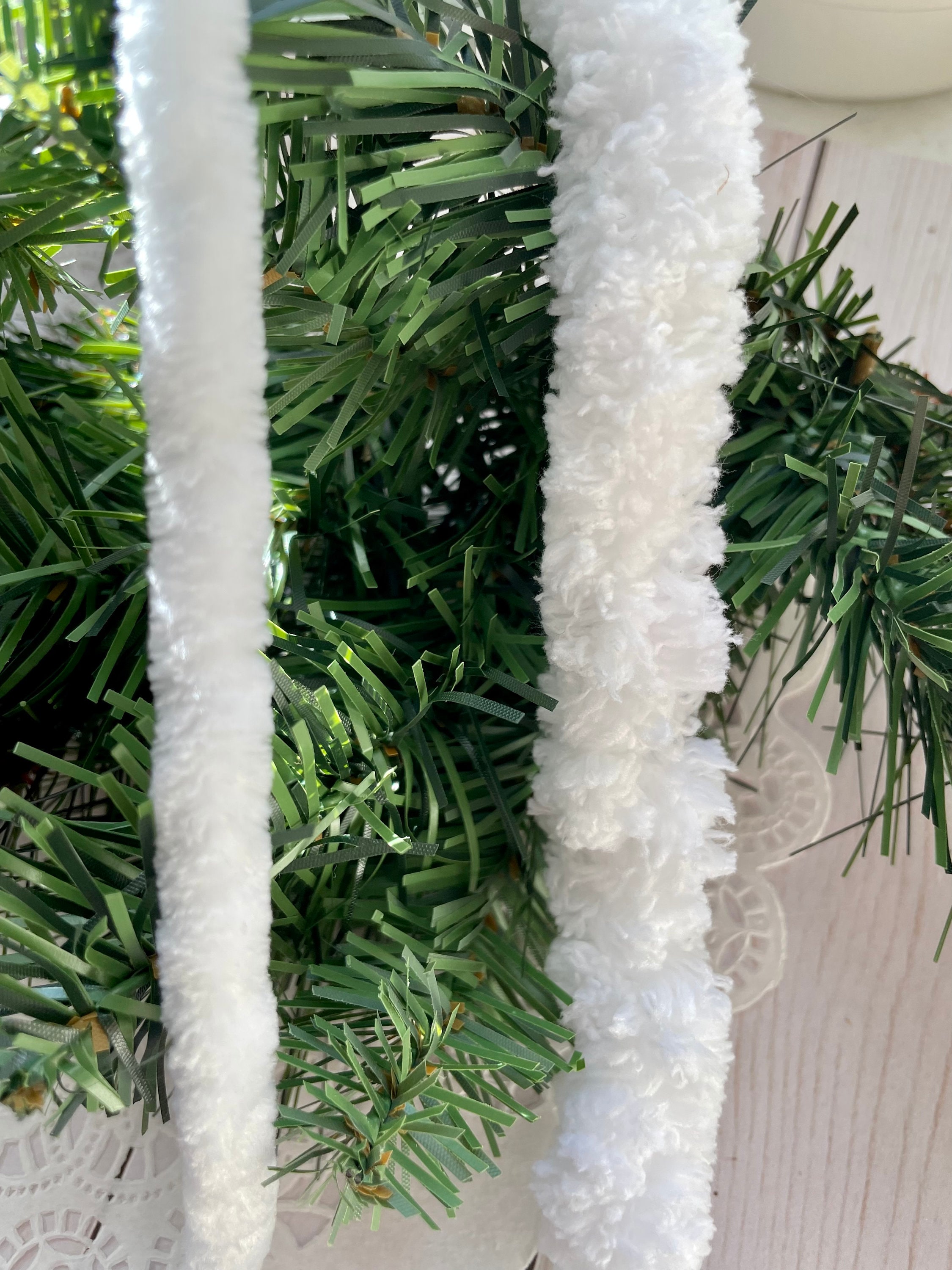 WHITE Furry Fuzzy Trim Garland Ribbon Little Miniature Small Tiny ...