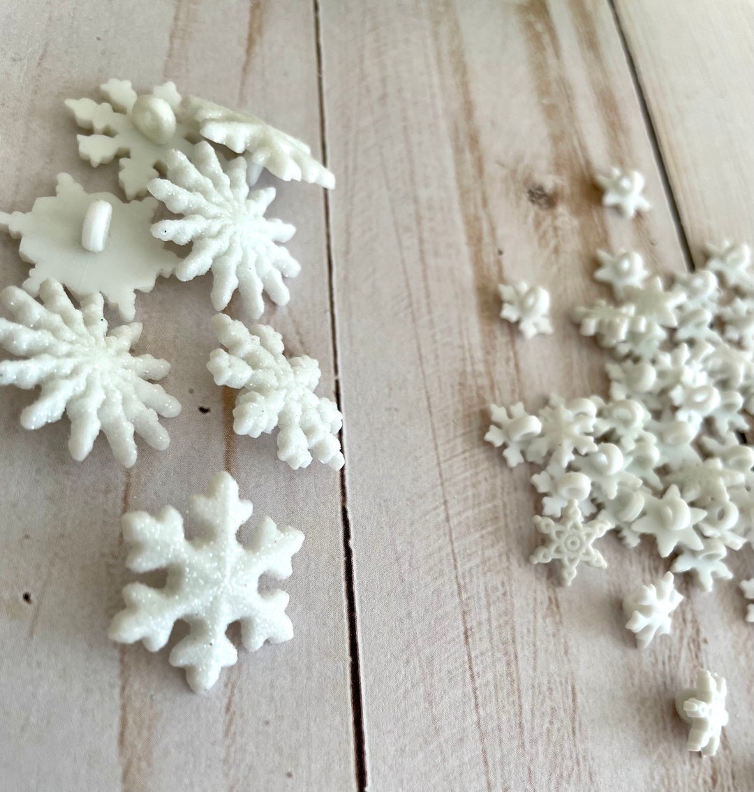 Snowflake Buttons SET Christmas Buttons Snow Embellishment Sewing ...