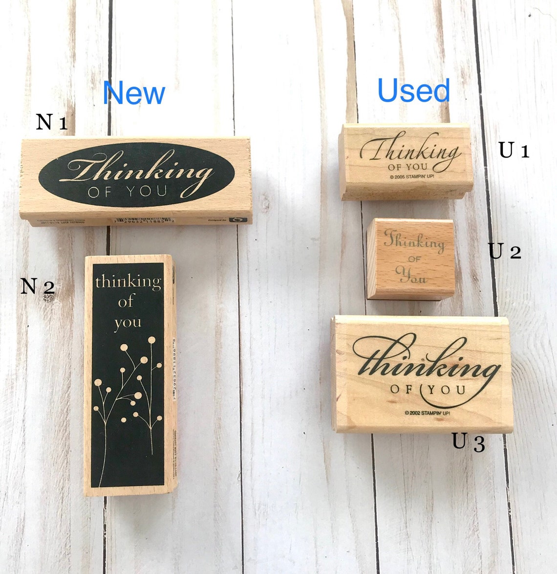 Thinking of you wood mount script font sentiment stampin up | Etsy