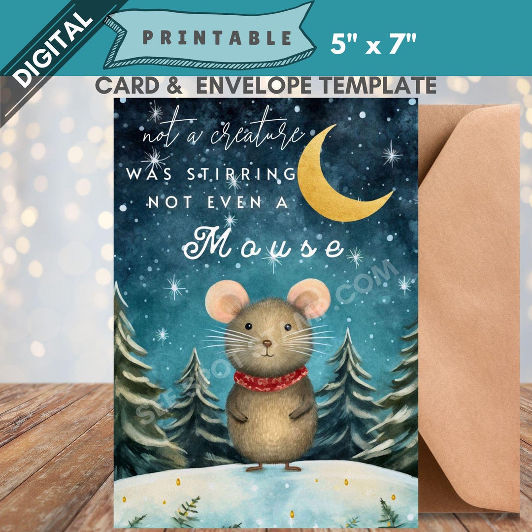 Printable Christmas Card Twas the Night Before Christmas Card Mouse Not ...